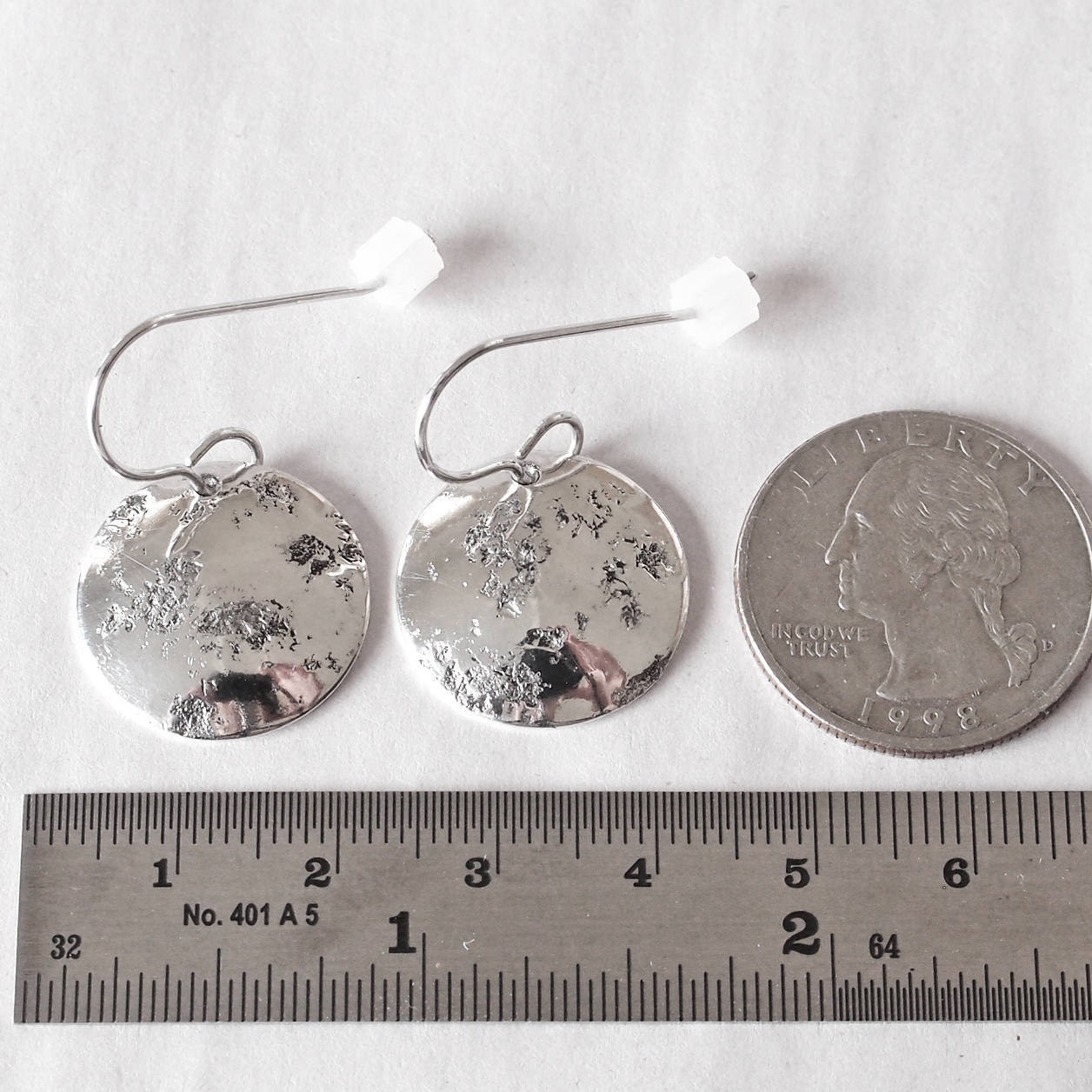 Sterling Silver Disc Earrings Textured Slightly Domed Handmade 0.75 ...