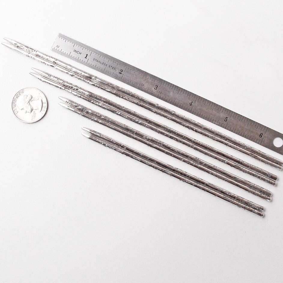 Sterling Silver Hair Sticks Handmade Stone and Hammer Textured Liver of ...