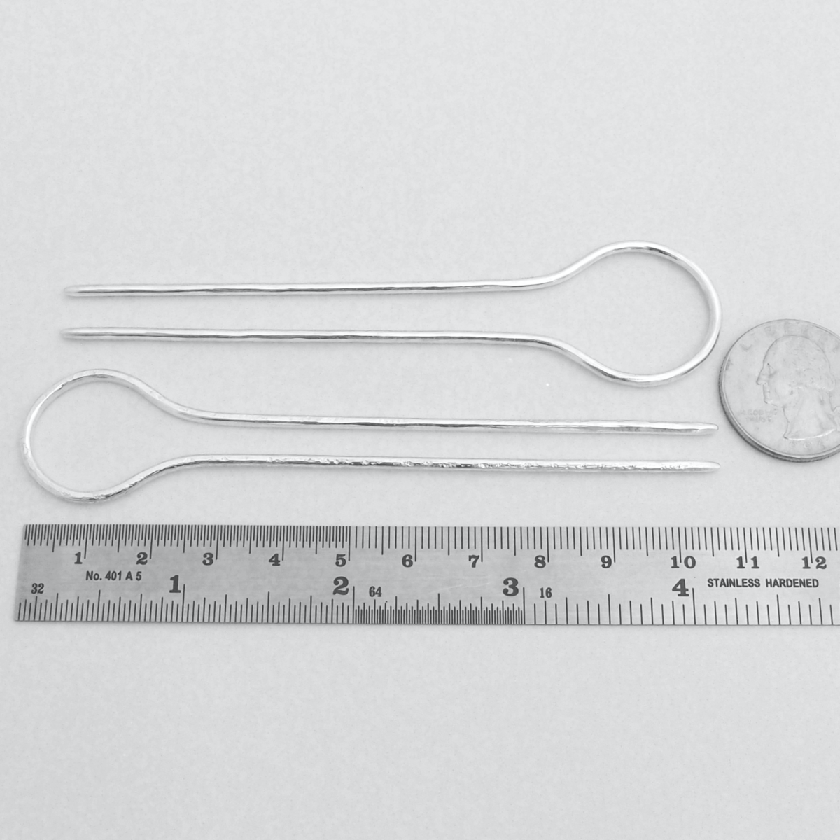 Sterling Silver Hair Sticks Handmade Stone and Hammer Textured Liver of ...